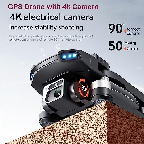 GPS Drone with 4K Camera for adults Long Range, 50 Minutes Long Flight Time, 5G Transmission, Brushless Motor Foldable FPV RC Quadcopter, Optical Flow, GPS Return Home, Follow Me, Include 2 batteries