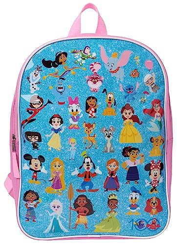 Disney 100 15" Backpack Minnie Daisy Tiana Elsa Belle Ariel Mirabel Kids Pink