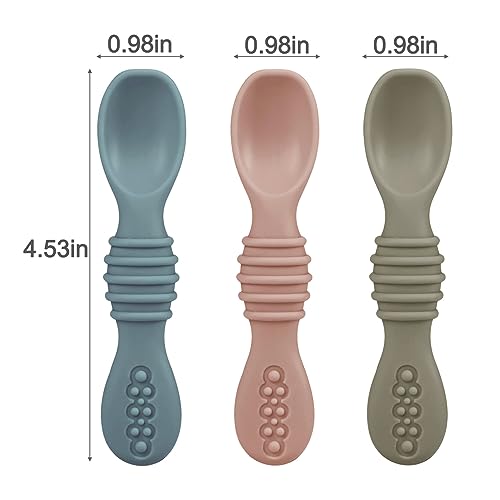 PandaEar Suction Plates for Baby, 3 Pack Silicone Plates & Spoons for Baby Toddlers Infant Kids, Divided Toddler Suction Plate Baby Dish Set, Non-Slip, Non-Toxic, BPA Free