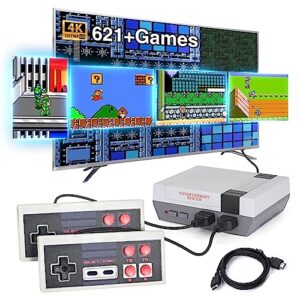 feliexez retro game console, game console emulator with 621 built-in old games, 1080p video gaming console hdmi output, 8-bit plug and play video game system for tv, for adults, kids family as gift