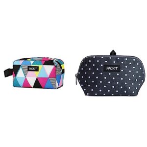 packit freezable snack box, triangle stripes & freezable snack bag, polka dots