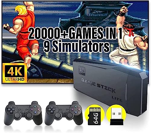 TAMNAN Nostalgia Stick Game- Ultimate Retro Game Console, 20000+ Games, 9 Classic Emulators, 4K HDMI Output, Dual 2.4G Wireless Controller