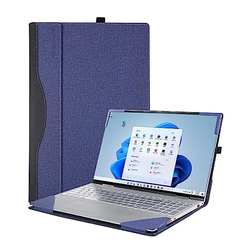 Case Cover for 14" HP EliteBook 840 G7/840G 8/845 G7/845 G8 &for Dell Inspiron 14 7430/7425 2-in-1 PU Leather Laptop Sleeve (Blue)