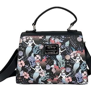 Loungefly Disney The Little Mermaid Ariel Allover Floral Print Crossbody Satchel Handbag Purse