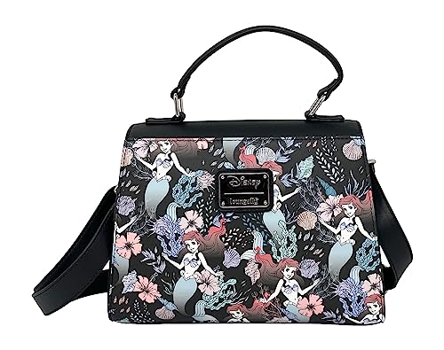 Loungefly Disney The Little Mermaid Ariel Allover Floral Print Crossbody Satchel Handbag Purse