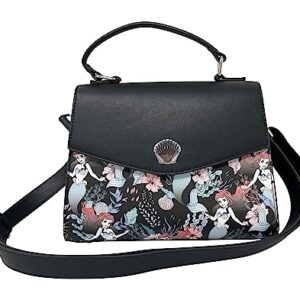 Loungefly Disney The Little Mermaid Ariel Allover Floral Print Crossbody Satchel Handbag Purse