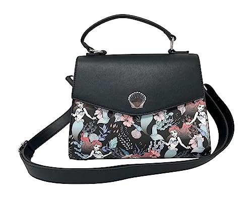 Loungefly Disney The Little Mermaid Ariel Allover Floral Print Crossbody Satchel Handbag Purse