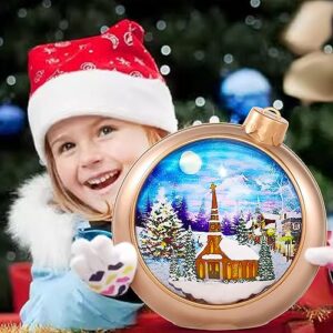 Big Christmas Snow Globes Lighted,6H Timer Snow Globes Bling Snow Globes Christmas Music Box 8 Songs, Golden Round Lantern with Xmas Tree