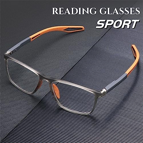 WOSLXM Men's Sports Ultra-Light Anti-Blue Light Presbyopic Glasses, Titanium Progressive Far and Near Dual-Use Reading Glasses (Black, 2, multiplier_x)