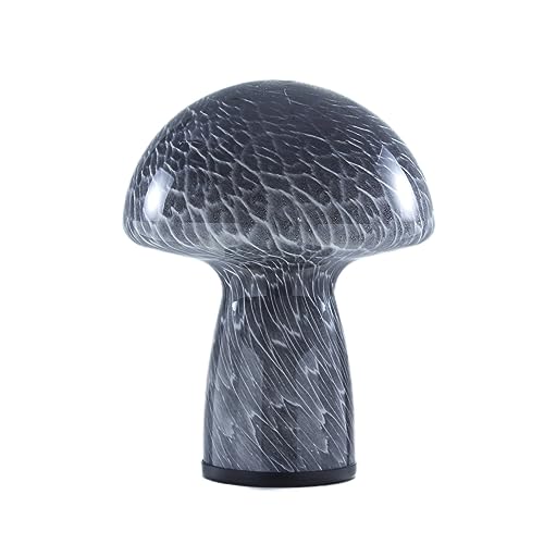 MKolour Mushroom Bedside Table Lamps - Glass LED Bedside Night Lamps, Vintage Small Table Lamps for Bedroom,Living Room,Nightstand,Study (Black)