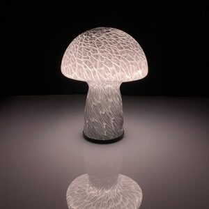 MKolour Mushroom Bedside Table Lamps - Glass LED Bedside Night Lamps, Vintage Small Table Lamps for Bedroom,Living Room,Nightstand,Study (Black)