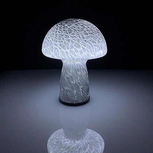 MKolour Mushroom Bedside Table Lamps - Glass LED Bedside Night Lamps, Vintage Small Table Lamps for Bedroom,Living Room,Nightstand,Study (Black)