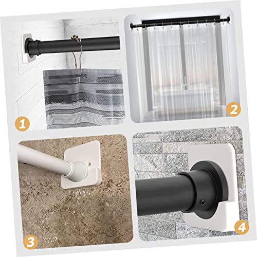 LAPYAPPE 6pcs Bracket Holder Wall Mounted Shower Curtain Rod Heavy Duty Brackets Curtain Holders Shower Rod Retainer for Wall Closet Rod Bracket Adhesive Shower Rod Holder White Fixture Abs