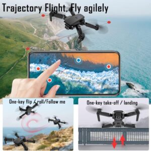 Foldable FPV Drone with 4K Dual Camera for Adults, RC Quadcopter WiFi FPV Live Video, Altitude Hold, Headless Mode, One Key Take Off for Kids or Beginners with 2 Batteries, Carrying Case -Black