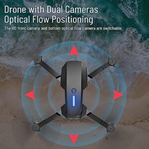 Foldable FPV Drone with 4K Dual Camera for Adults, RC Quadcopter WiFi FPV Live Video, Altitude Hold, Headless Mode, One Key Take Off for Kids or Beginners with 2 Batteries, Carrying Case -Black