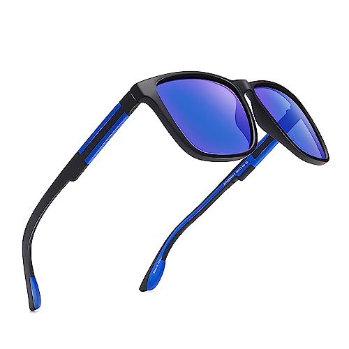 LADEESSE Polarized Sunglasses Women Men UV Protection,Vintage Reatro TR90 Frame,Lightweight Driving Sun Glasses Blue