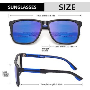 LADEESSE Polarized Sunglasses Women Men UV Protection,Vintage Reatro TR90 Frame,Lightweight Driving Sun Glasses Blue