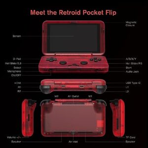 Retroid Pocket Flip Retro Game Handheld Console, Android Retro Game Console Multiple Emulators Console Handheld 4.7 Inch 16:9 Display 5000mAh Battery Classic Games Console (Black)