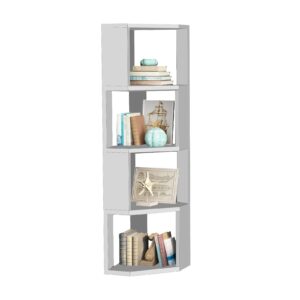 newsendy 4-tier wooden cube bookcase, free standing book shelf, modern open storage organizer for bedroom, living room, office(white)