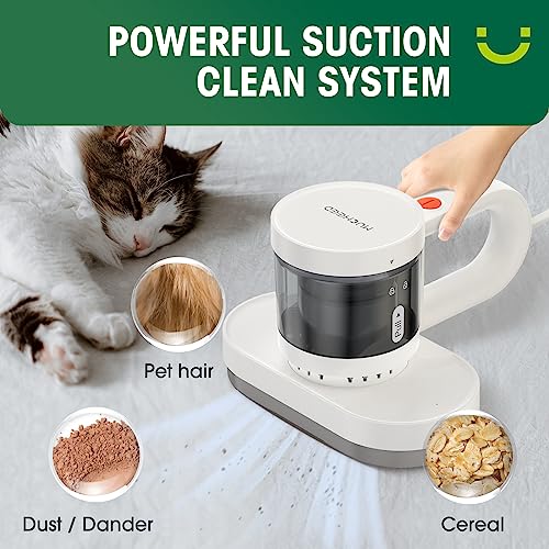 Mucheed Bed Vacuum Cleaner Mattress Vacuum Cleaner with 12Kpa Powerful Suction and Light Weight,Corded Handheld UV Vacuum Cleaner High Frequency Double Beat for Bed,Sheets,Sofa,Carpets