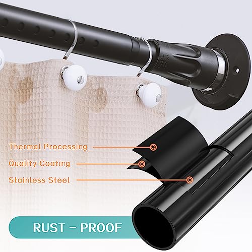 Shower Curtain Rod, 42-87 inches Black Tension Shower Curtain Rod No Drilling Adjustable Shower Rods for Bathroom, Windows, Room Divider