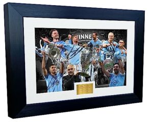 12x8 a4 manchester city treble celebration champions league premier league fa cup grealish debruyne rodri gundogan haaland autographed signed photo photograph picture frame football soccer poster gift