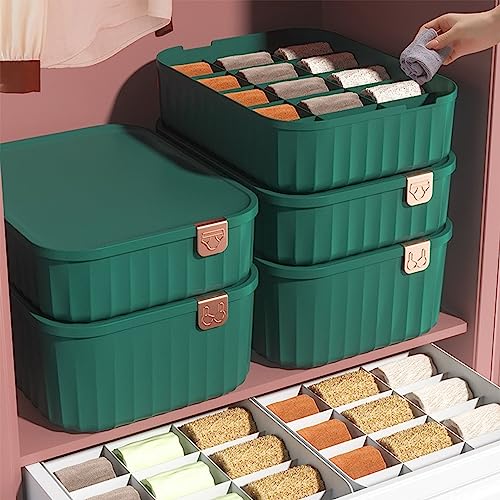 Storage Boxes 10 Cell Sock Underwear Organizer Dividers Space Saving Socks Underwear Drawer Organizer for Home Bedroom Dormitory (Pink)