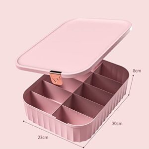 Storage Boxes 10 Cell Sock Underwear Organizer Dividers Space Saving Socks Underwear Drawer Organizer for Home Bedroom Dormitory (Pink)