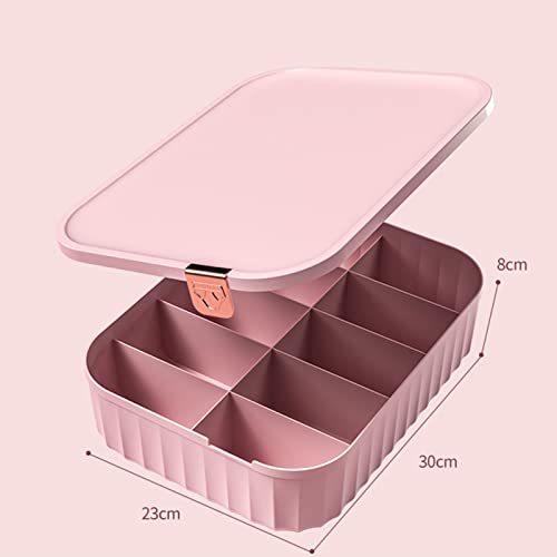 Storage Boxes 10 Cell Sock Underwear Organizer Dividers Space Saving Socks Underwear Drawer Organizer for Home Bedroom Dormitory (Pink)