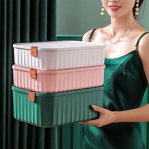 Storage Boxes 10 Cell Sock Underwear Organizer Dividers Space Saving Socks Underwear Drawer Organizer for Home Bedroom Dormitory (Pink)