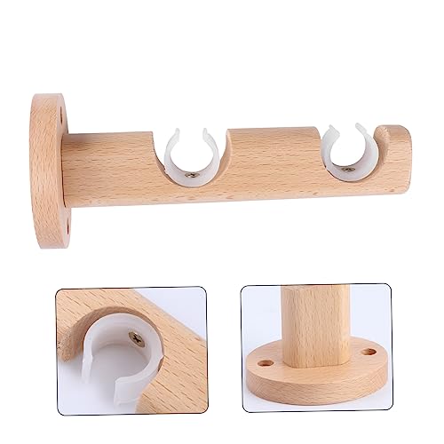 Cabilock 1pc Wooden Pole Holder Wood Curtain Rod Curtain Holders for Drapes Curtain Rod Rack Wooden Rod Support Curtain Rod End Beech Shower Curtain Holder Wooden Rod Bracket