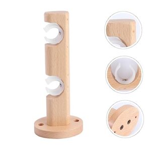 Cabilock 1pc Wooden Pole Holder Wood Curtain Rod Curtain Holders for Drapes Curtain Rod Rack Wooden Rod Support Curtain Rod End Beech Shower Curtain Holder Wooden Rod Bracket