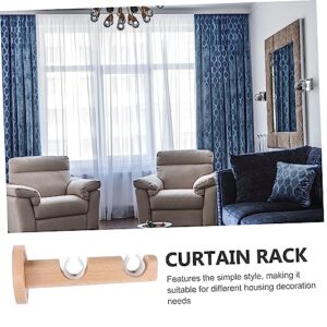 Cabilock 1pc Wooden Pole Holder Wood Curtain Rod Curtain Holders for Drapes Curtain Rod Rack Wooden Rod Support Curtain Rod End Beech Shower Curtain Holder Wooden Rod Bracket