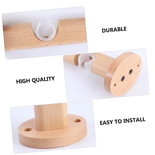 Cabilock 1pc Wooden Pole Holder Wood Curtain Rod Curtain Holders for Drapes Curtain Rod Rack Wooden Rod Support Curtain Rod End Beech Shower Curtain Holder Wooden Rod Bracket