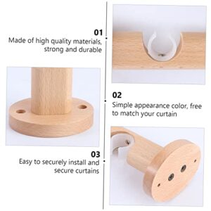 Cabilock 1pc Wooden Pole Holder Wood Curtain Rod Curtain Holders for Drapes Curtain Rod Rack Wooden Rod Support Curtain Rod End Beech Shower Curtain Holder Wooden Rod Bracket