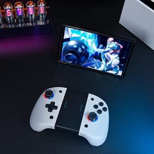 ECHTPower LED Gamepad for Switch/Switch OLED, Wireless Switch Controller, 8 Color Adjustable Light, Wake-up/Macro Button/Turbo/Vibration/Motion Functions, L/R Controllers-White