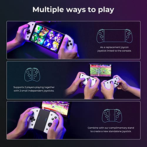 ECHTPower LED Gamepad for Switch/Switch OLED, Wireless Switch Controller, 8 Color Adjustable Light, Wake-up/Macro Button/Turbo/Vibration/Motion Functions, L/R Controllers-White