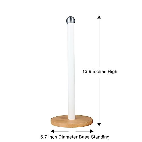 Dxlac 2 Pack Paper Towel Holder with Non-Slip Bamboo Base - Countertops and Kitchen Organization Perfect for Standard or Jumbo-Sized Roll Holder