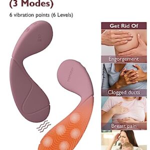 Momcozy Hands-Free Lactation Massager, 2 Pack, Maximum Heat & Vibration Area for Faster Milk Flow, Full Fit Breast Massager for Easier Breastfeeding, Pumping