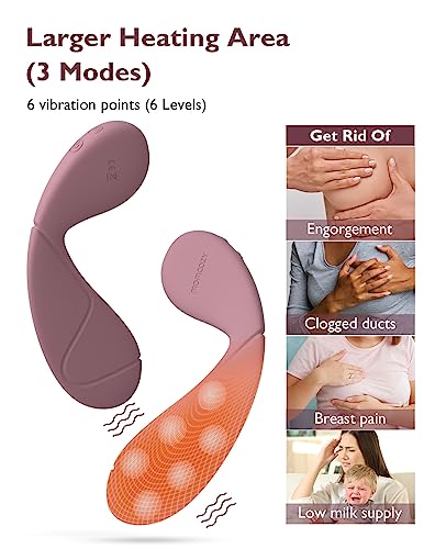 Momcozy Hands-Free Lactation Massager, 2 Pack, Maximum Heat & Vibration Area for Faster Milk Flow, Full Fit Breast Massager for Easier Breastfeeding, Pumping