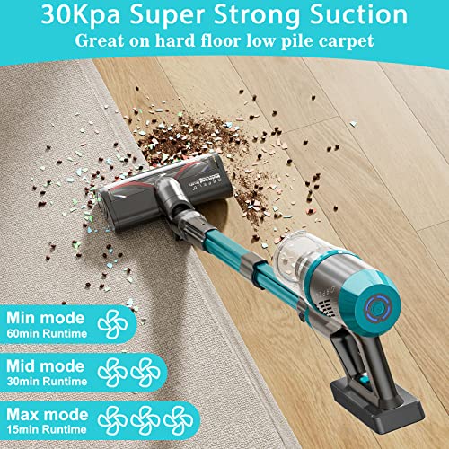 ORFELD Cordless Vacuum Cleaner, 30Kpa Powerful Cordless Stick Vacuum 6 in 1, 60Mins Long Runtime, 4 LED Headlights, Lightweight Handheld Quiet Vacuum Cordless for Pet Hair, Carpet & Hardwood Floor