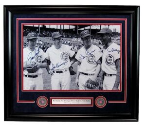 1969 cubs infield santo/kessinger/beckert/banks signed 16x20 photo framed jsa - autographed mlb photos