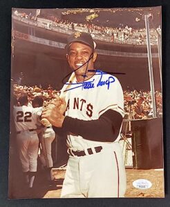 willie mays signed photo 8x10 baseball ny giants say hey autograph damage jsa 1 - autographed mlb photos