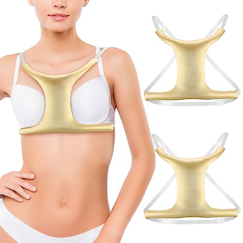 Vabean 2 Pcs Breast Pillow for Sleeping Chest Wrinkles Prevention Pillow Anti Wrinkle Breast Satin Pillow Breast Support Pillow for Women Breast Cancer Sleeping Supplies (Gold,Satin Fabric)