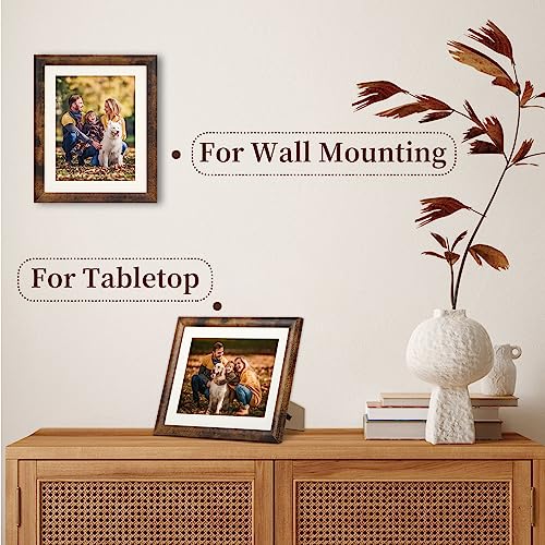 ORIVAN Picture Frames 8x10 with 6x8 Mat, Rustic Brown Photo Frames for Decoration, 2 Pack