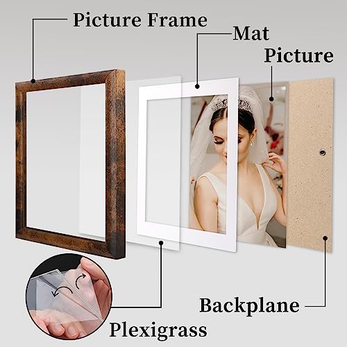 ORIVAN Picture Frames 8x10 with 6x8 Mat, Rustic Brown Photo Frames for Decoration, 2 Pack