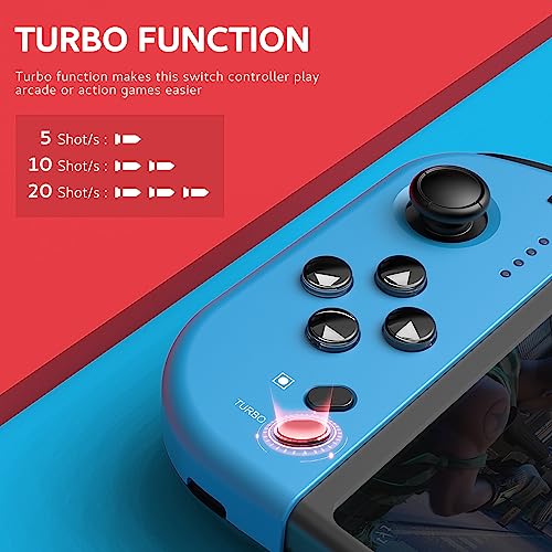 Poupouduck Suitable Big Hand Switch Controllers for Switch/OLED, Handheld Switch Pro Controllers Replace Switch Joycon, Split Pad Pro with Button Lights, Turbo, 4-Level Vibration, 6-Axis Gyro