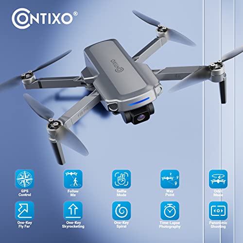 Contixo F28 Pro Foldable GPS Drone - 4K FHD Camera GPS Control & Selfie Mode, Follow Me, Way Point & Orbit Mode Up to 60 Min Flight Time FPV Drone with a 128G SD Card for Mobile with Carrying Case