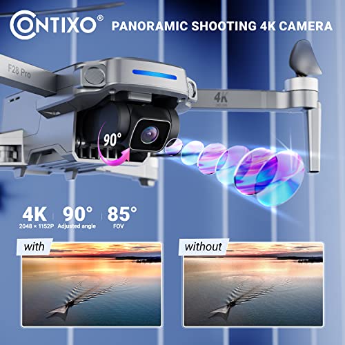 Contixo F28 Pro Foldable GPS Drone - 4K FHD Camera GPS Control & Selfie Mode, Follow Me, Way Point & Orbit Mode Up to 60 Min Flight Time FPV Drone with a 128G SD Card for Mobile with Carrying Case