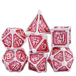 AUSTOR 7-Die Metal DND Dice Set Dungeons and Dragons Dice with Box Roll Playing Game Dice Polyhedral Dice D20 D12 D10 D% D8 D6 D4 Metal Dice for Pathfinder Warhammer MTG RPG Board Games